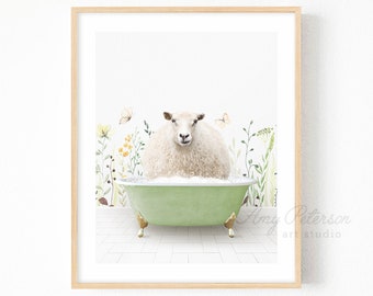 Sheep in Bathtub Art - Etsy