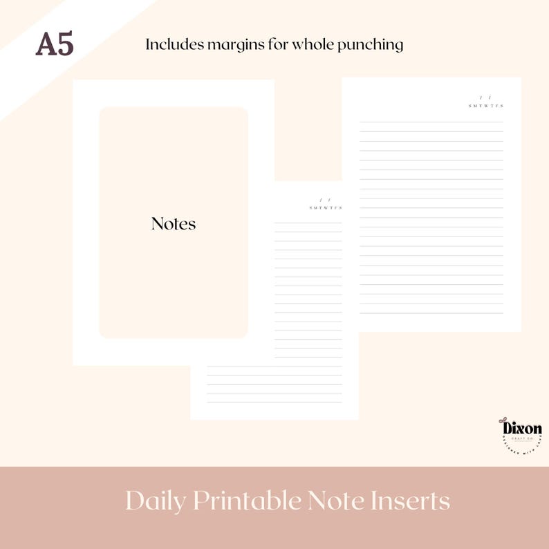 A5 Notes Planner Inserts | Printable Notes Pages | Instant Download - Etsy