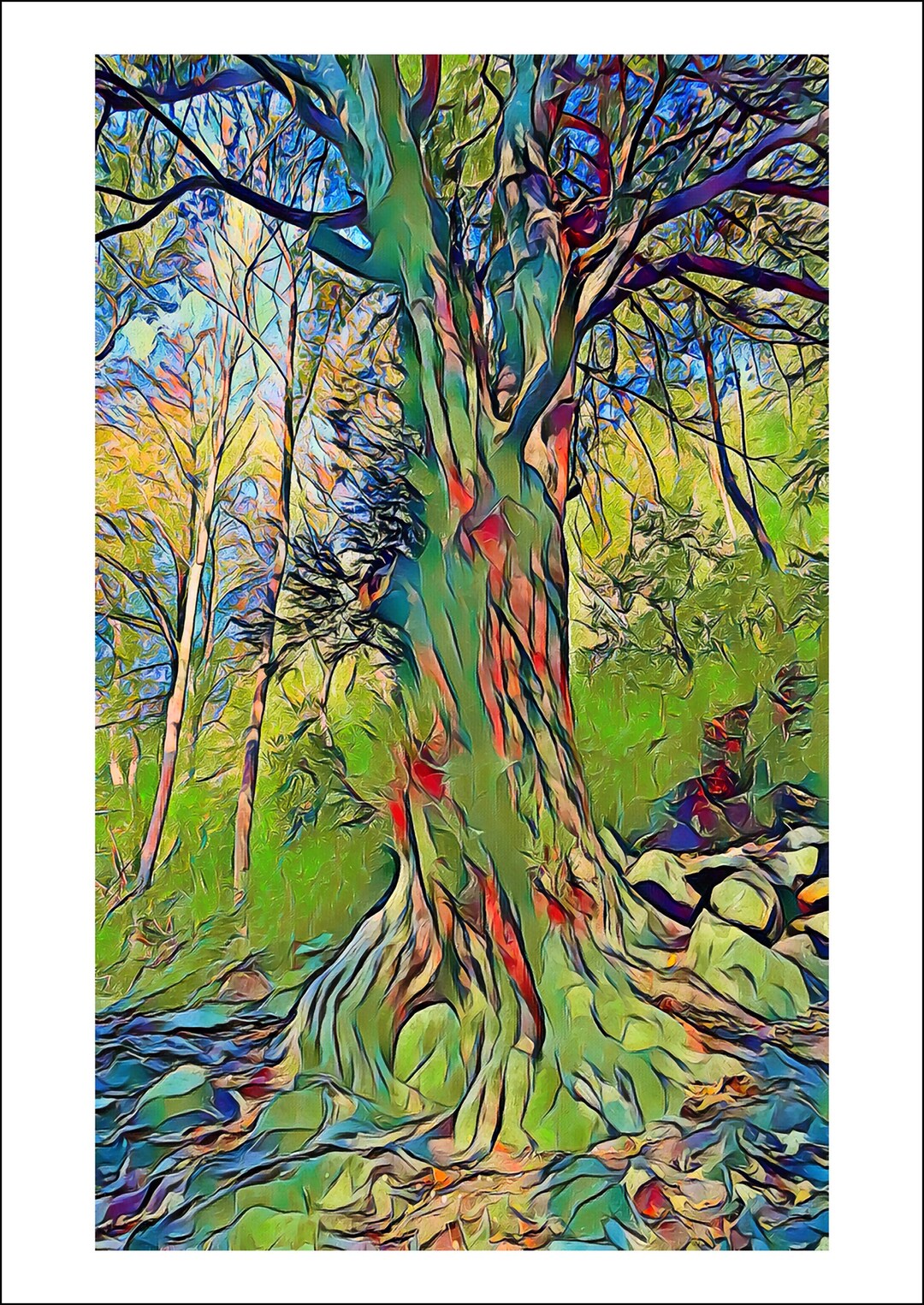 Woodland Wise Old Tree Digital Art Print - Etsy Österreich