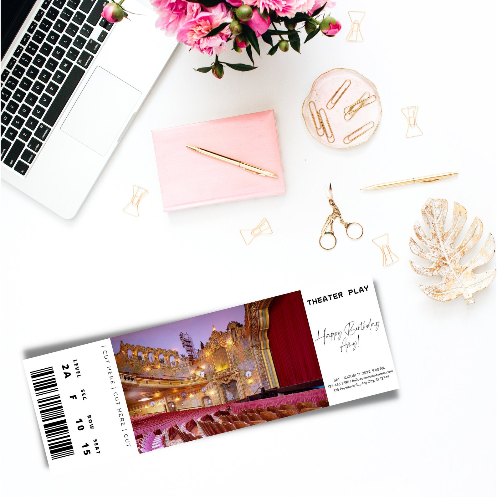 Editable Ticket Template, Concert Ticket Template, Voucher Template ...