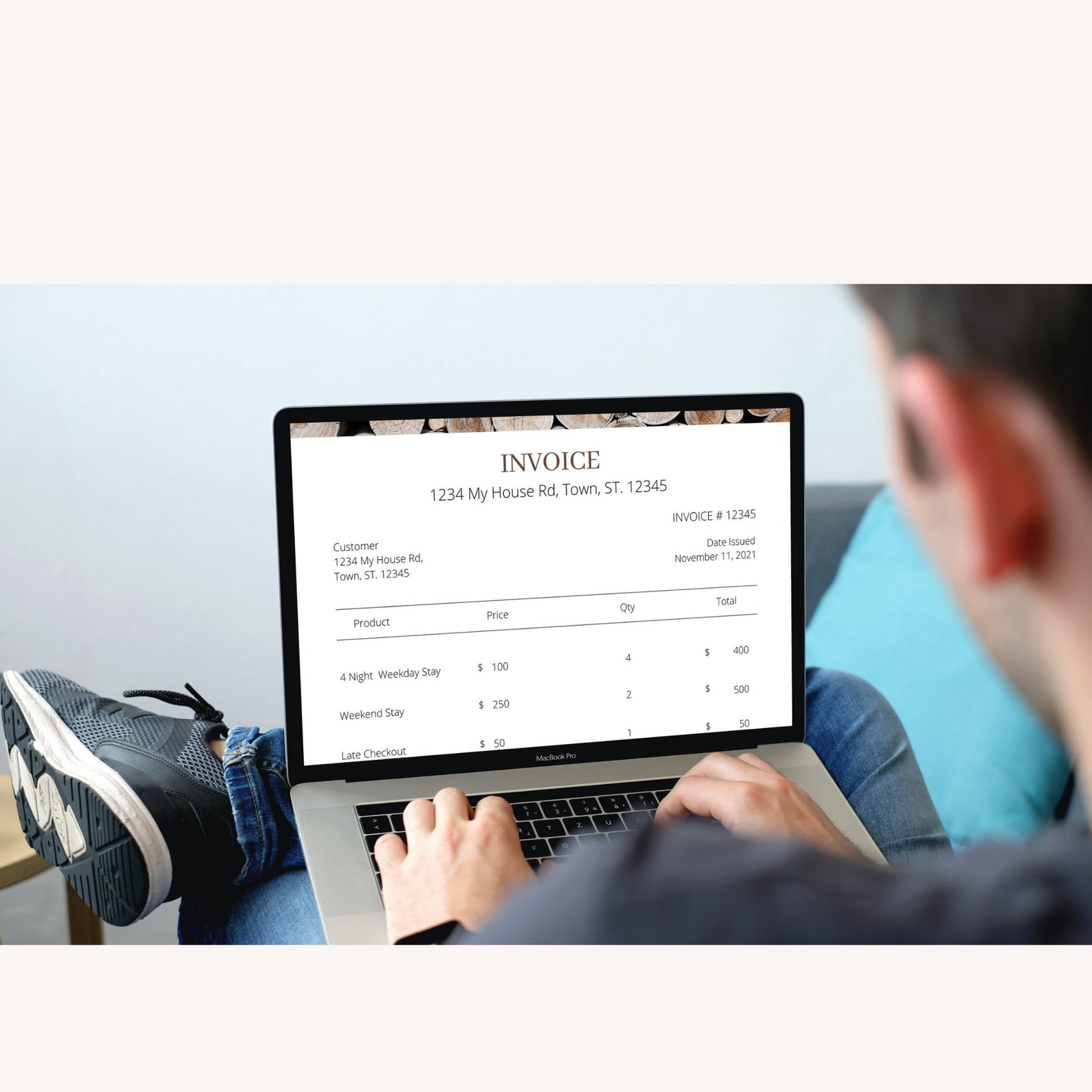 Cabin Invoice Airbnb Host Customized in Canva, Airbnb Template, Rental ...