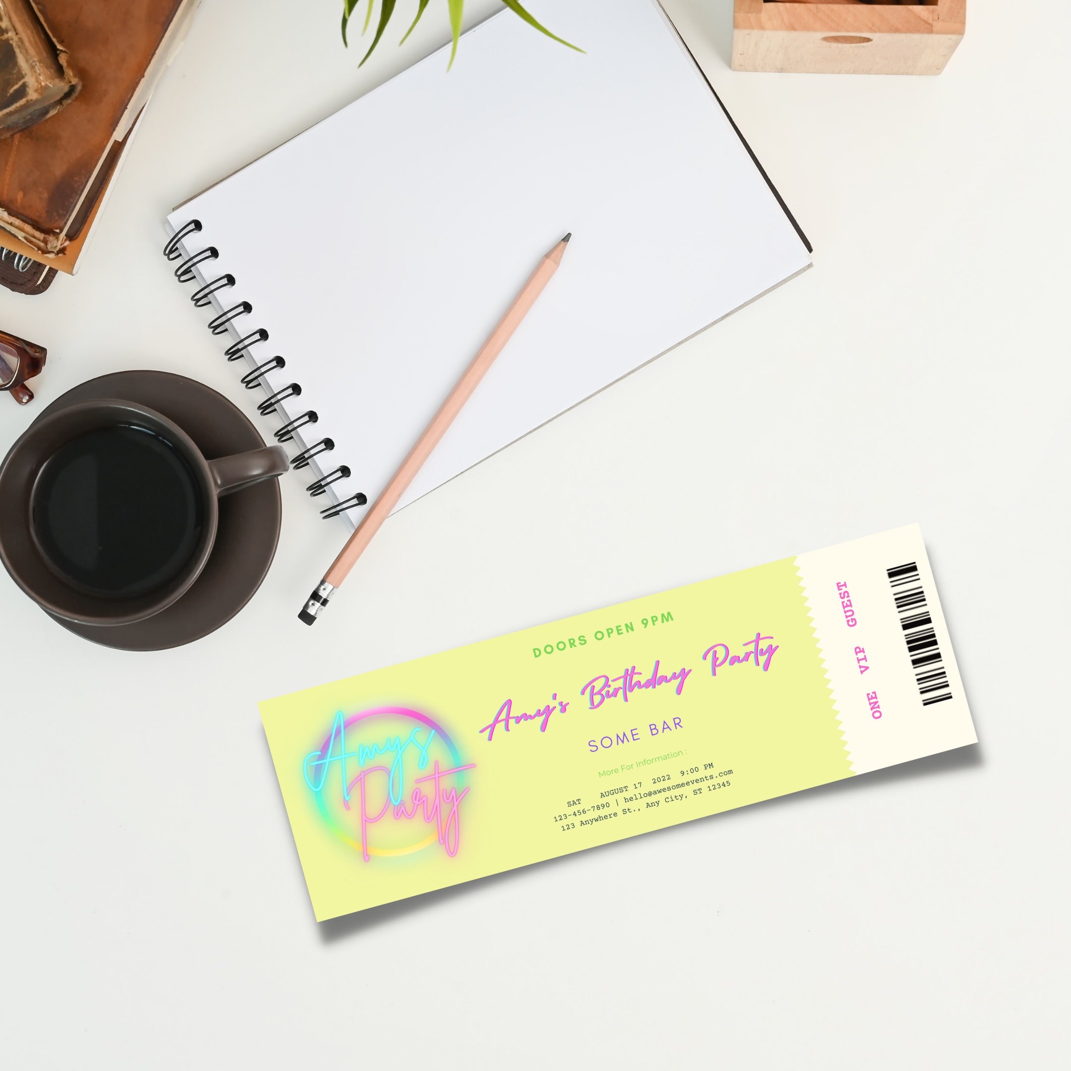 Ticket Template, Concert Ticket, Voucher Template, Editable, Gift ...