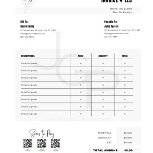 Custom Business Invoice Canva Template, Printable Invoice, Invoice ...