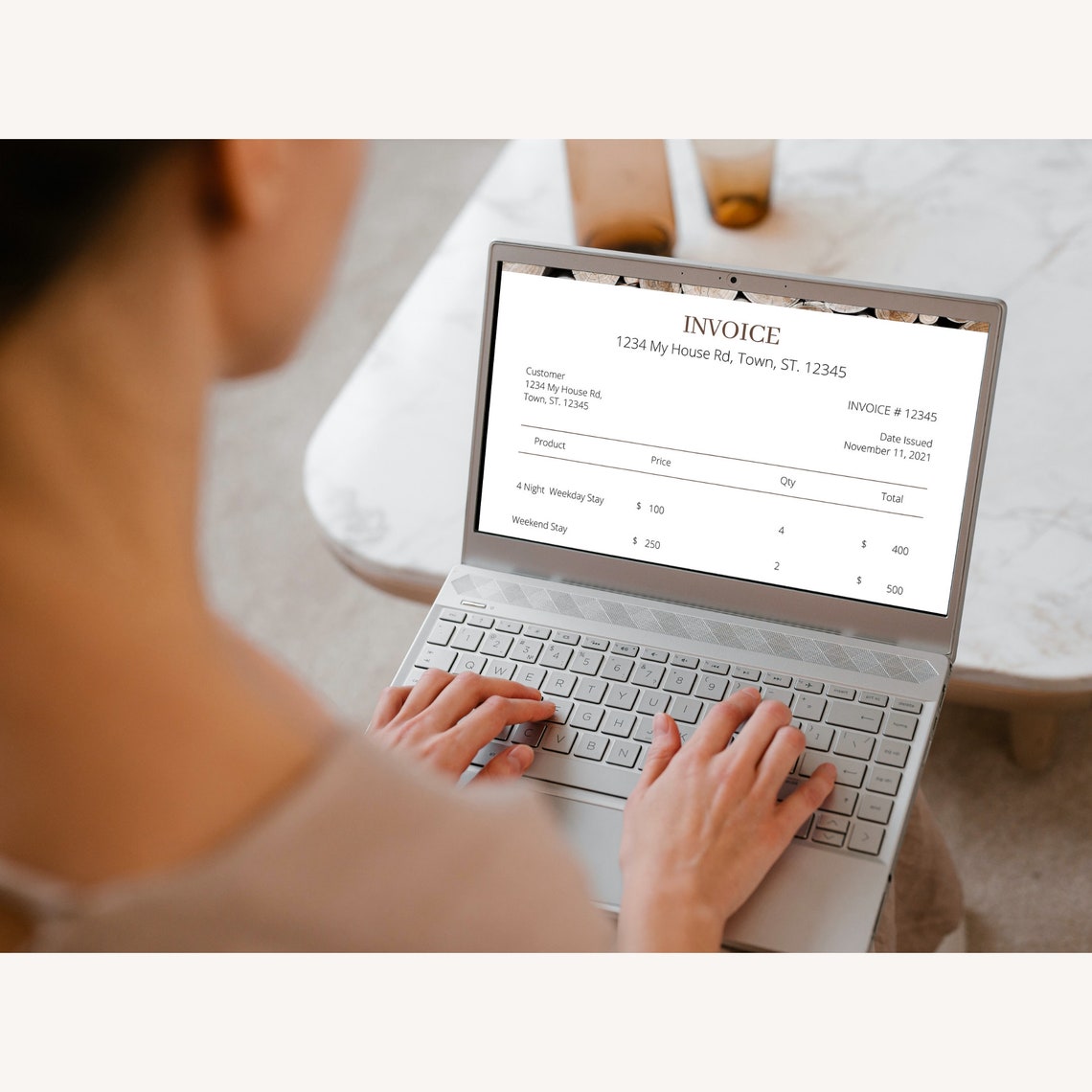 Cabin Invoice Airbnb Host Customized in Canva, Airbnb Template, Rental ...