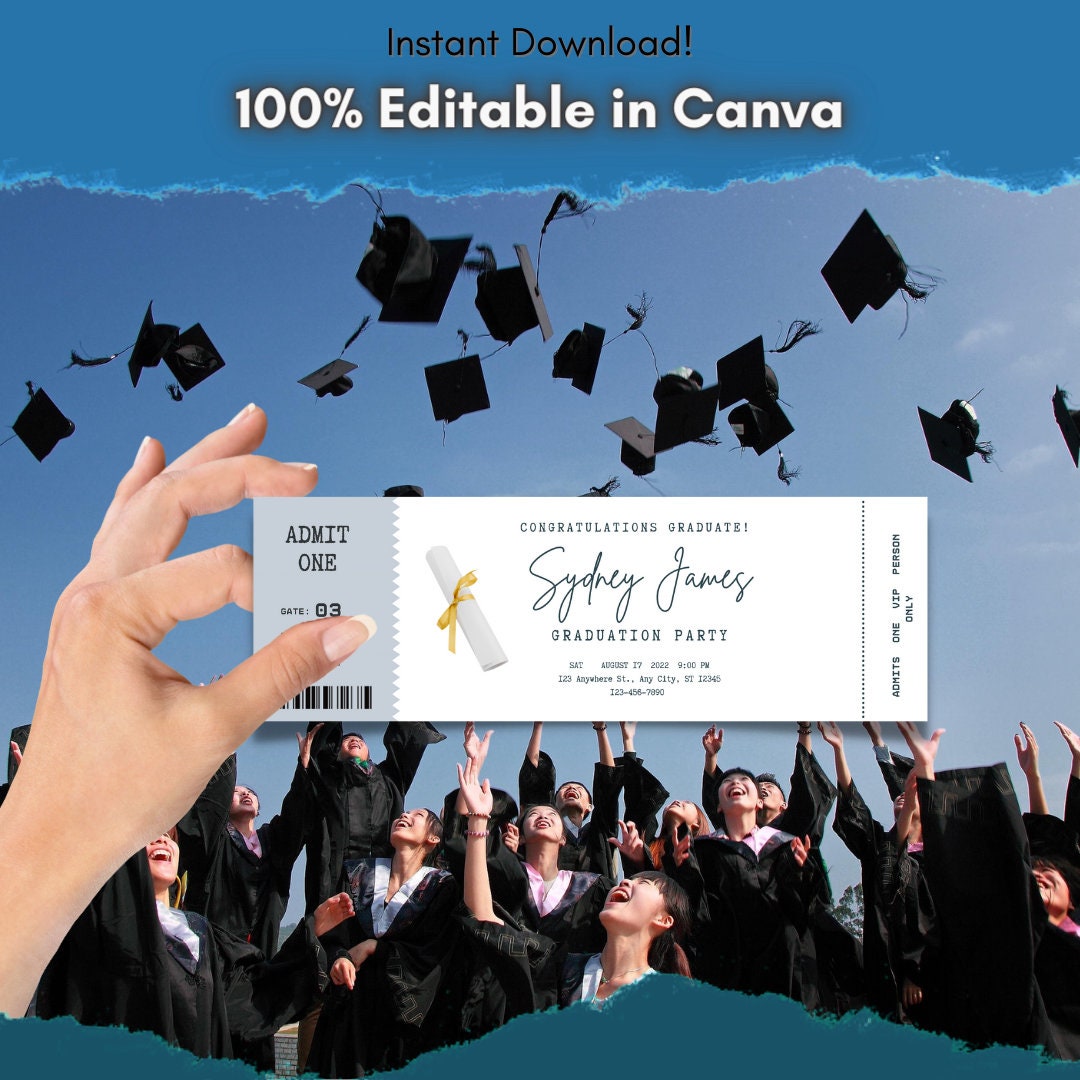 Editable Graduation Concert Ticket, , Birthday Concert Ticket, Editable ...