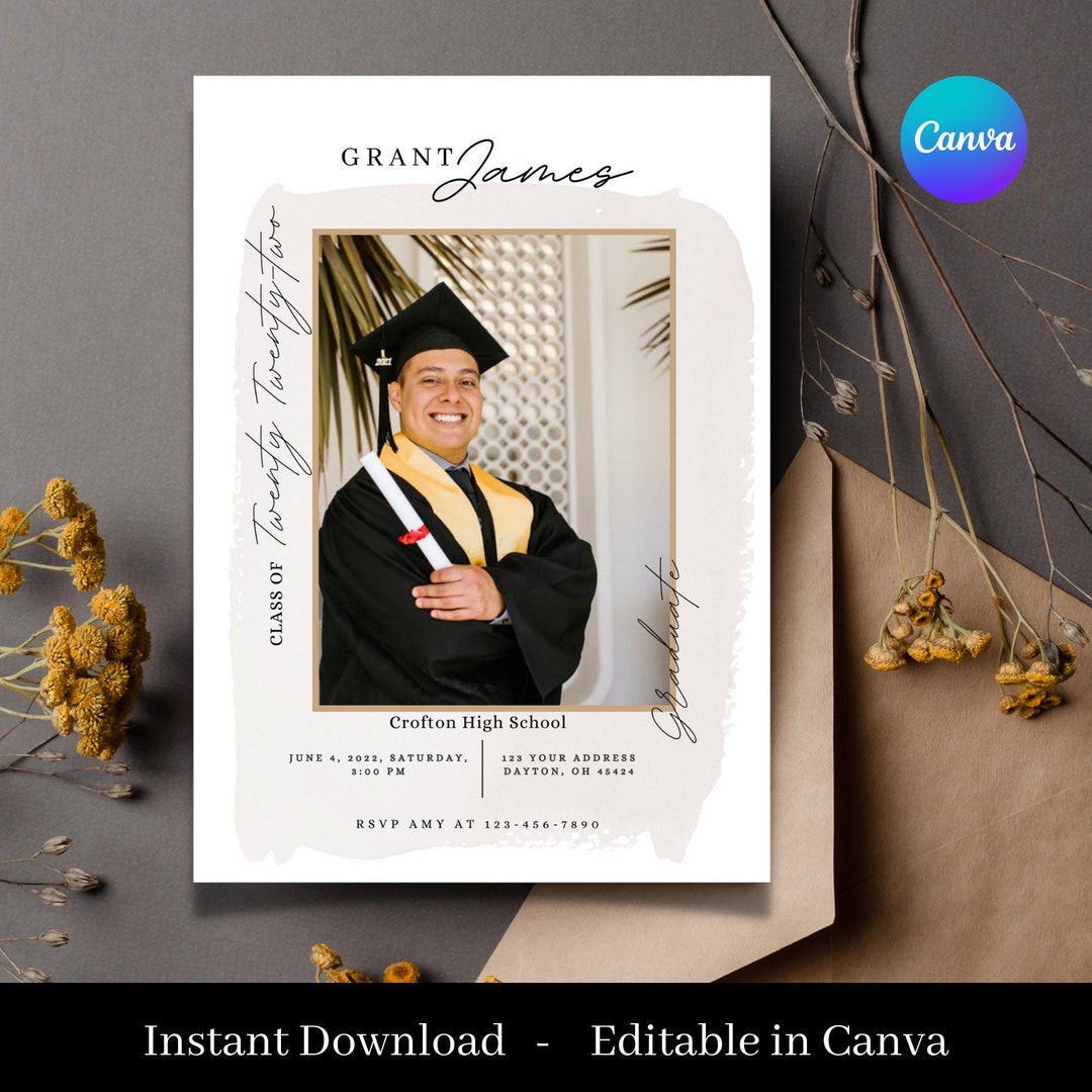Graduation Party Invitation EDITABLE in Canva ,class of 2022 Graduation ...