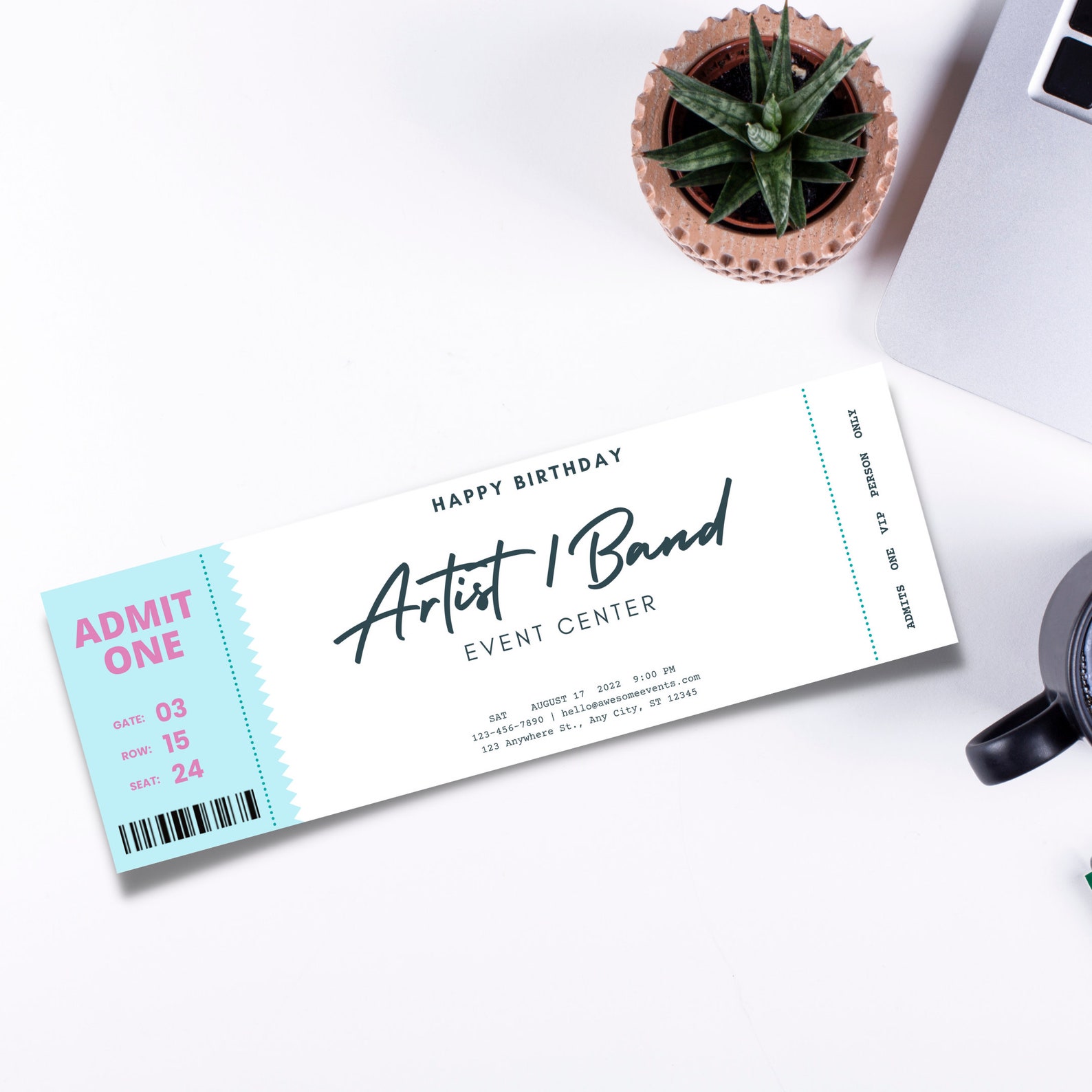 Concert Ticket Template, Concert Ticket, Voucher Template, Editable ...