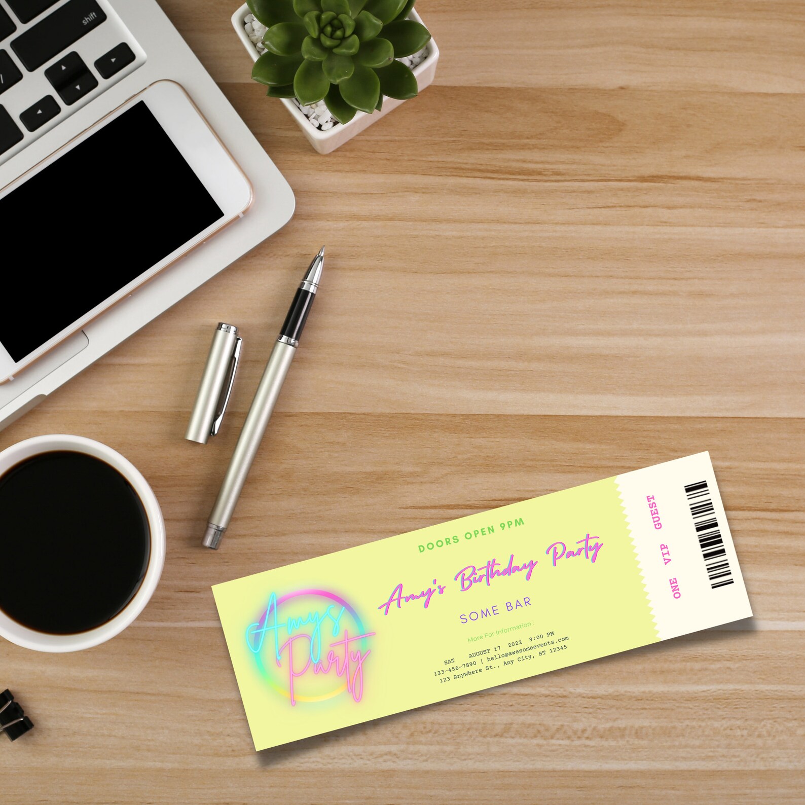 Ticket Template, Concert Ticket, Voucher Template, Editable, Gift ...