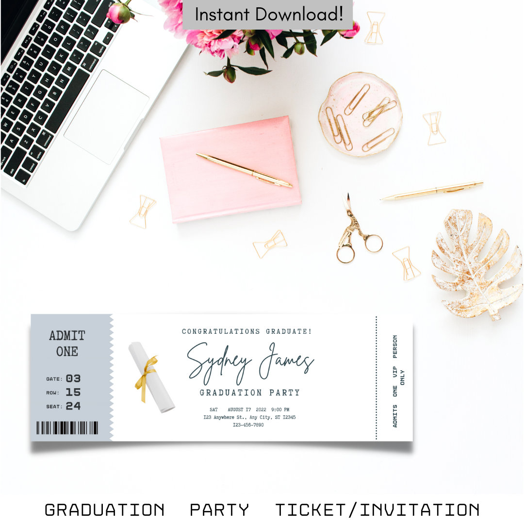 Editable Graduation Concert Ticket, , Birthday Concert Ticket, Editable ...