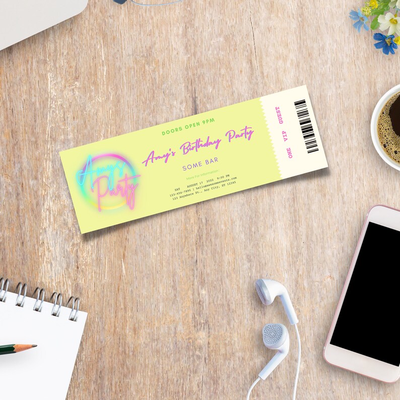 Ticket Template, Concert Ticket, Voucher Template, Editable, Gift ...