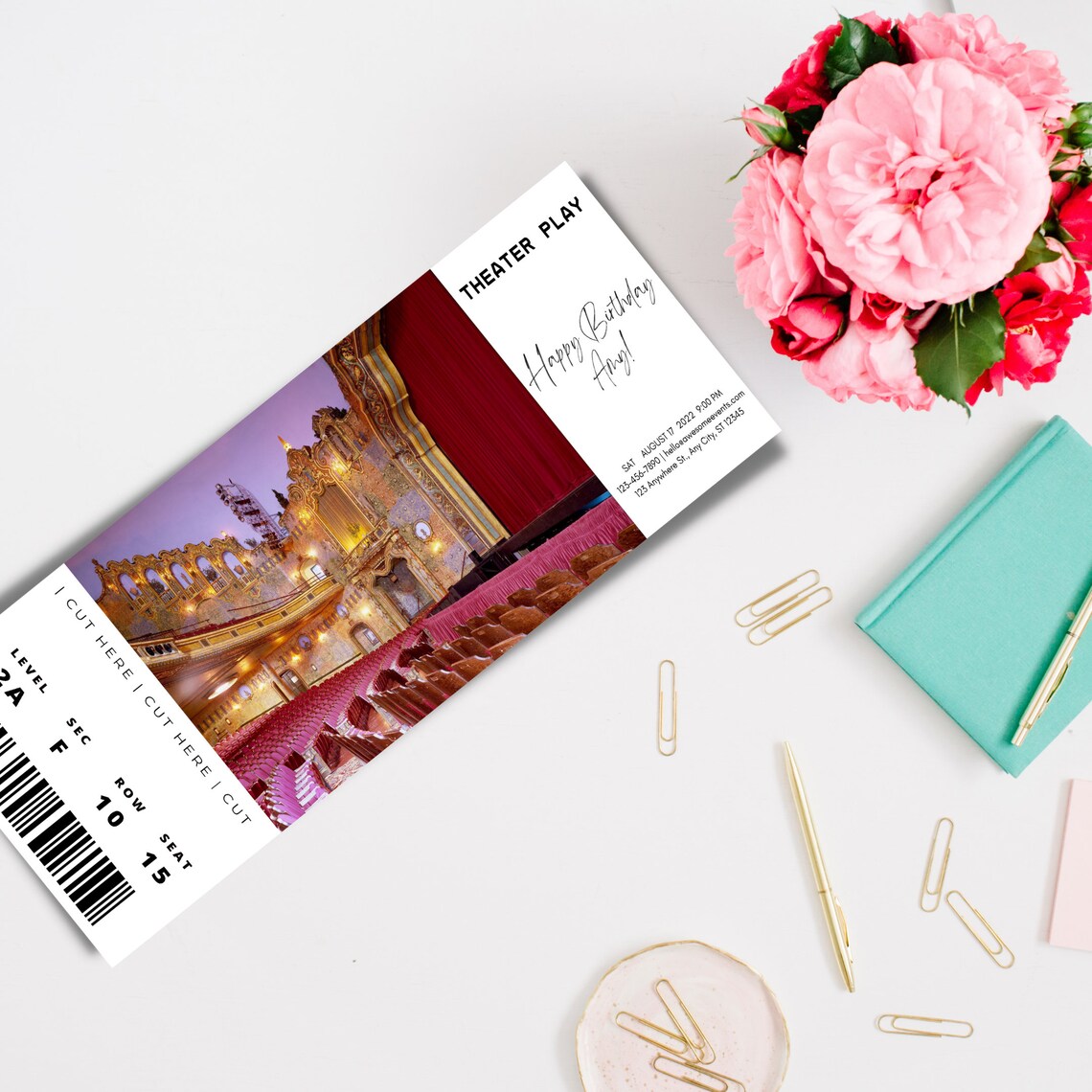 Editable Ticket Template, Concert Ticket Template, Voucher Template ...