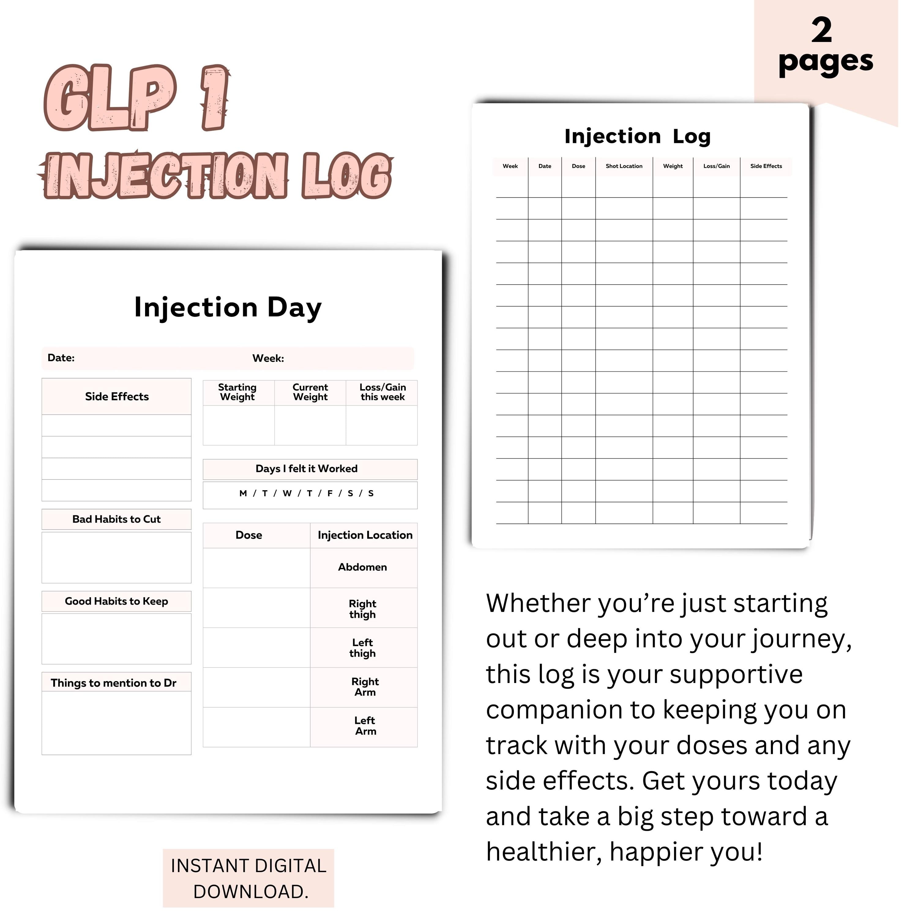 GLP1 Tracker, GLP1 Journal, GLP1 Planner, GLP 1, GLP1, GLP 1 Shirts ...