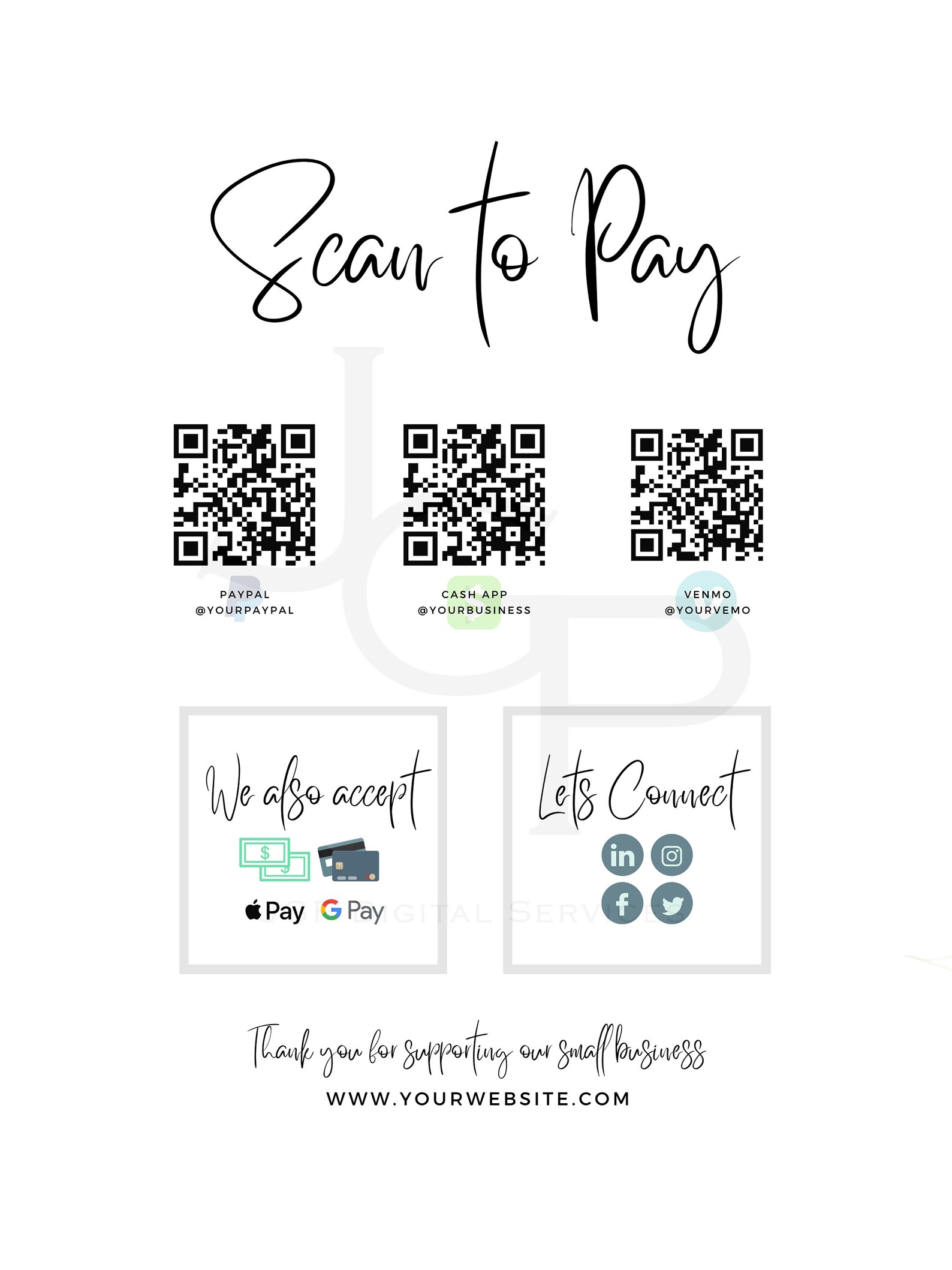 QR Code Sign, Scan to Pay Sign, Qr Code Template, Printable Scan to Pay ...