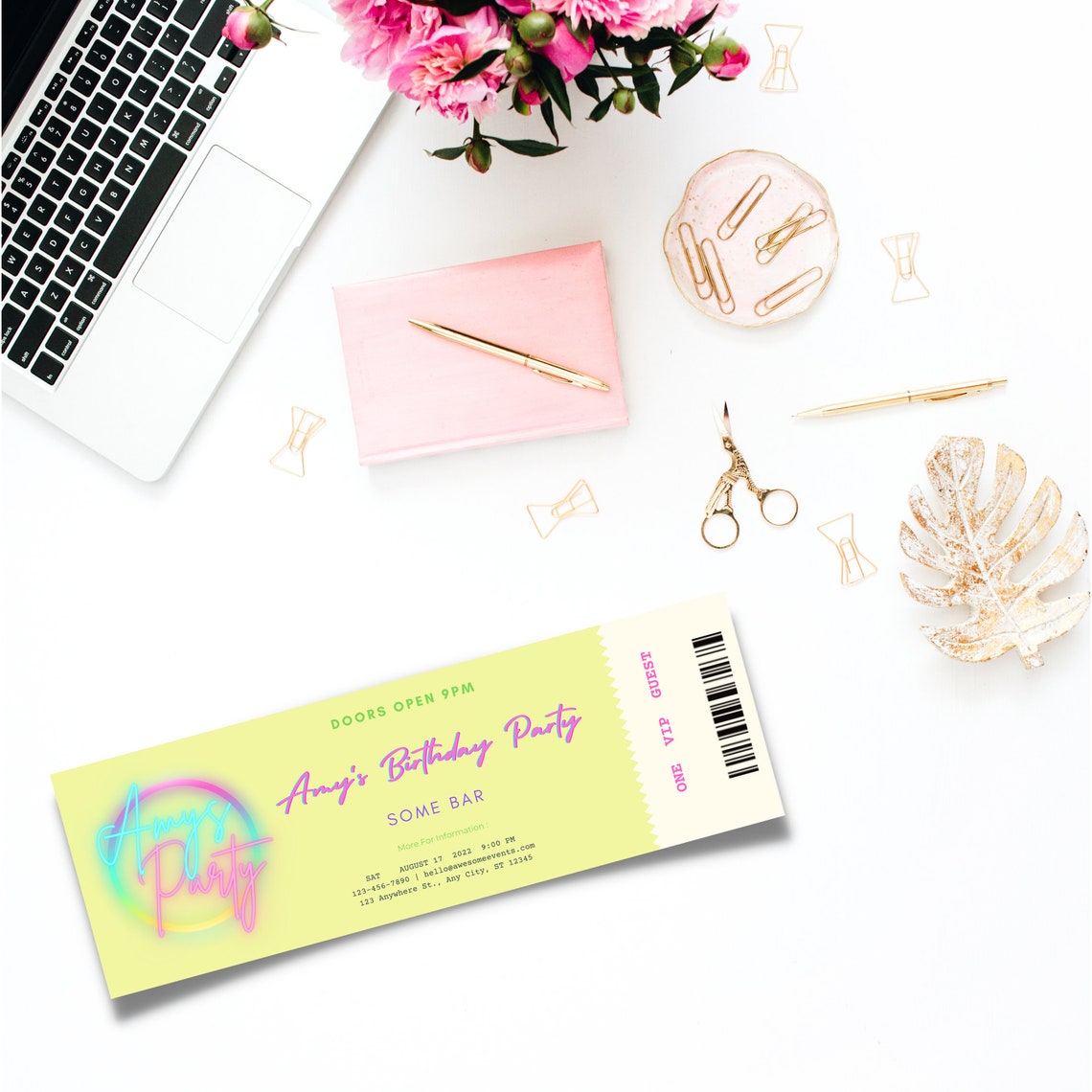 Ticket Template Concert Ticket Voucher Template Editable | Etsy