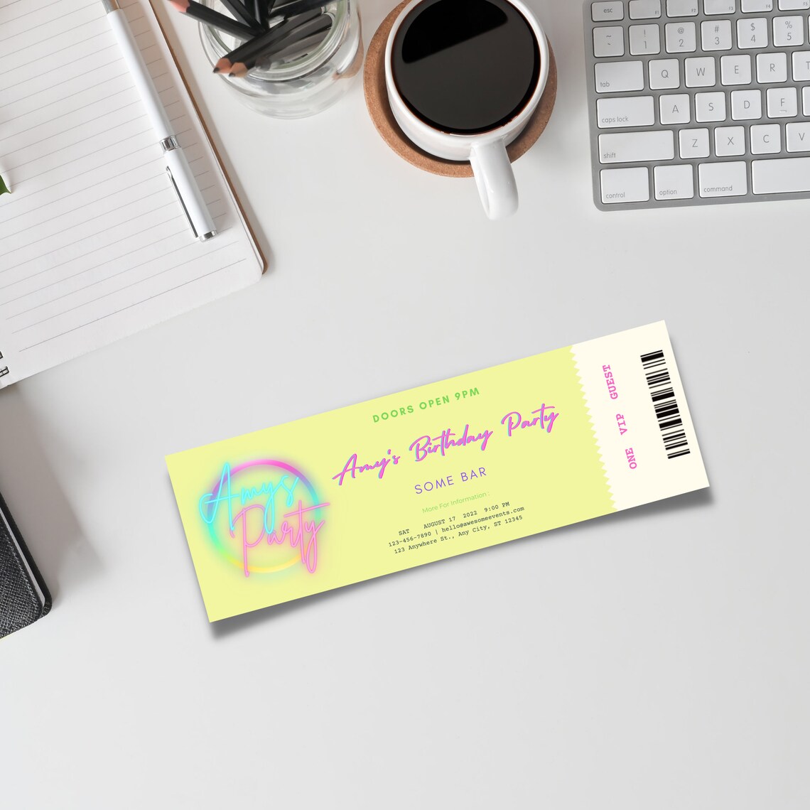 Ticket Template Concert Ticket Voucher Template Editable | Etsy