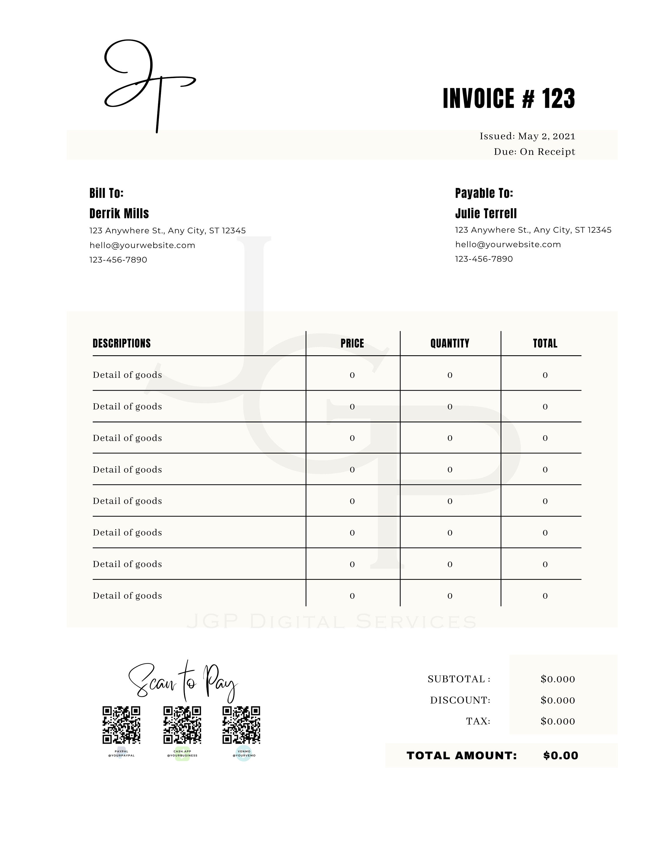 Custom Business Invoice Canva Template, Printable Invoice, Invoice ...