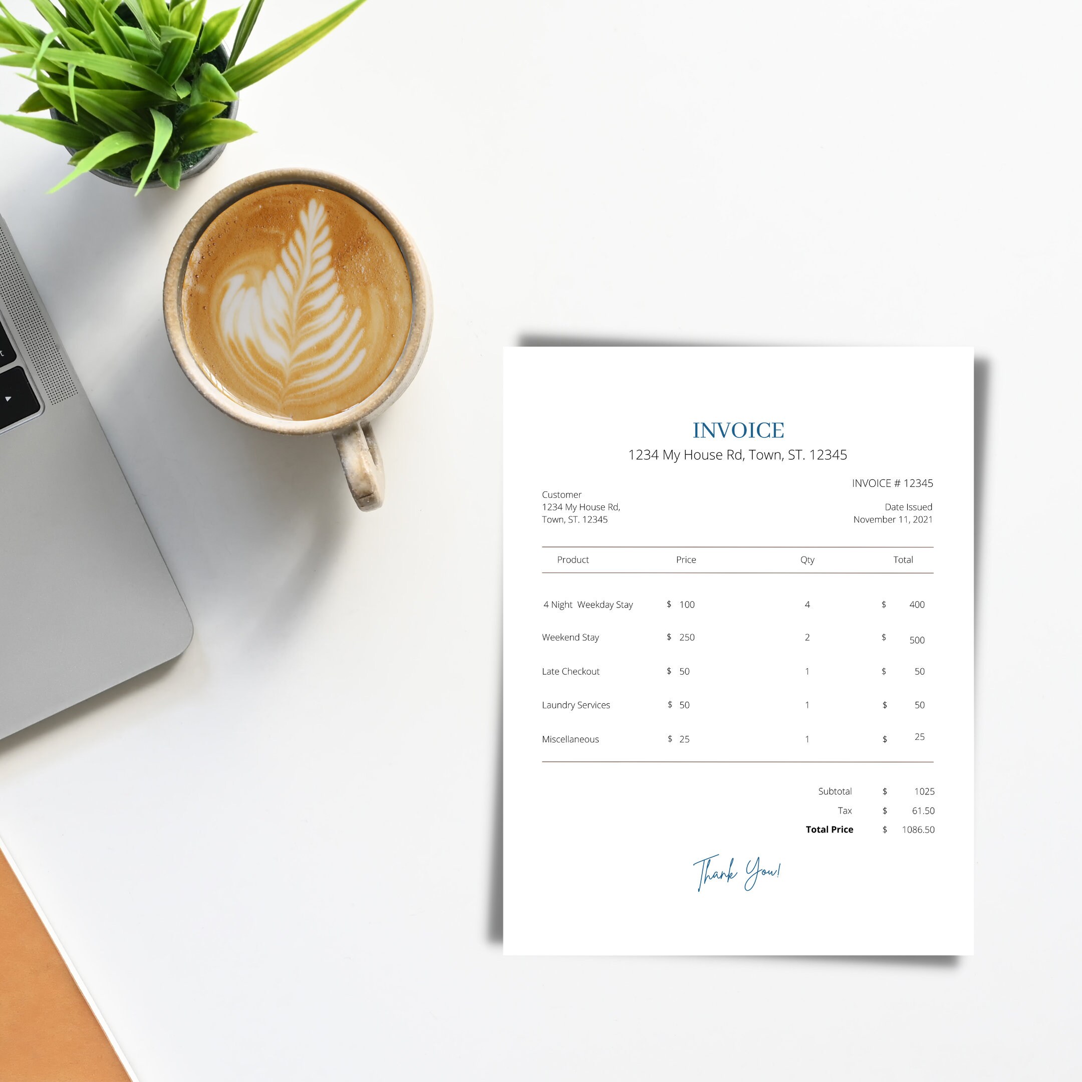 Beach Invoice Airbnb Host Customized in Canva, Airbnb Template, Rental ...