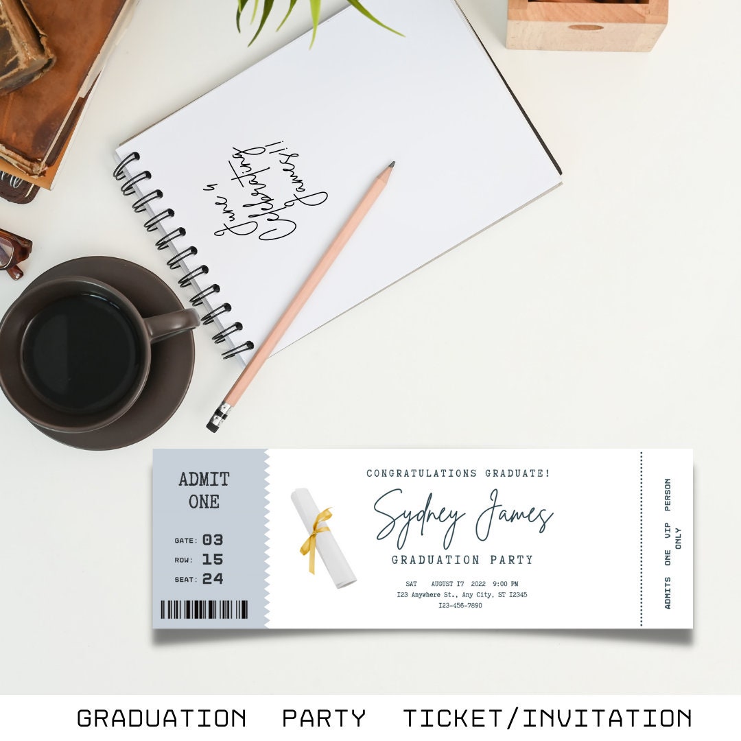Editable Graduation Concert Ticket, , Birthday Concert Ticket, Editable ...