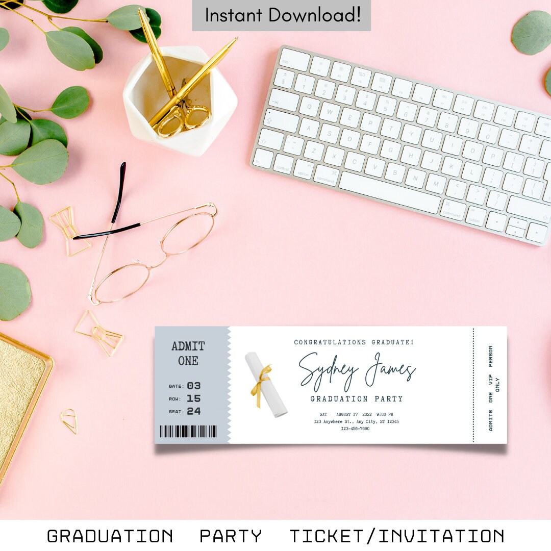 Editable Graduation Concert Ticket, , Birthday Concert Ticket, Editable ...
