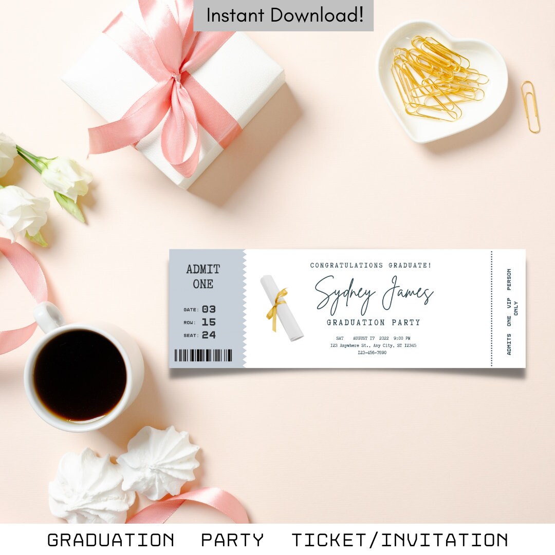 Editable Graduation Concert Ticket, , Birthday Concert Ticket, Editable ...