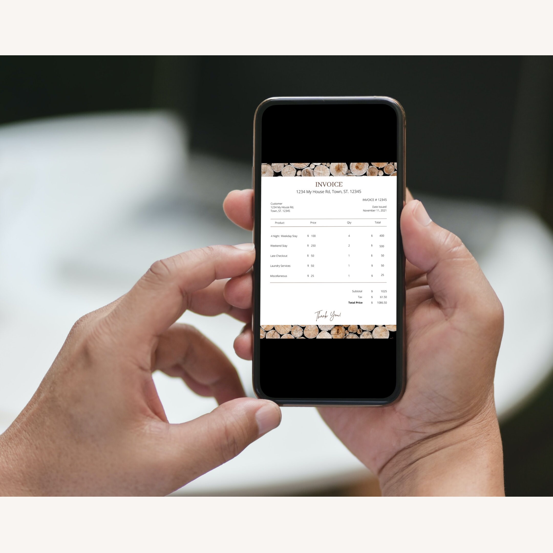 Cabin Invoice Airbnb Host Customized in Canva, Airbnb Template, Rental ...