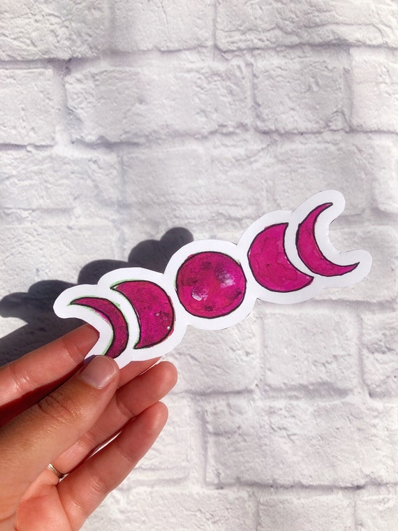 Phases of the Moon Pink Vinyl Sticker Watercolor Selene - Etsy