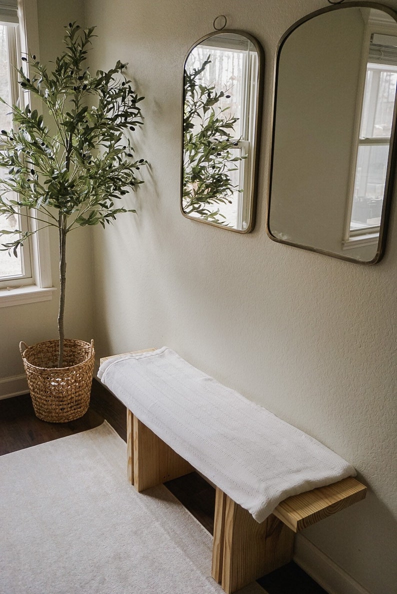 Mid-century Modern, Entry Way Bench, Outdoor Bench, Solid Wood Bench ...