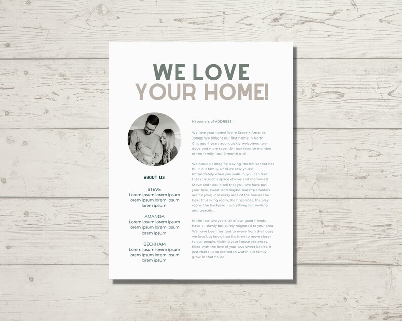 Cute Editable Home Buyer Love Letter Template We Love Your Home Realtor ...