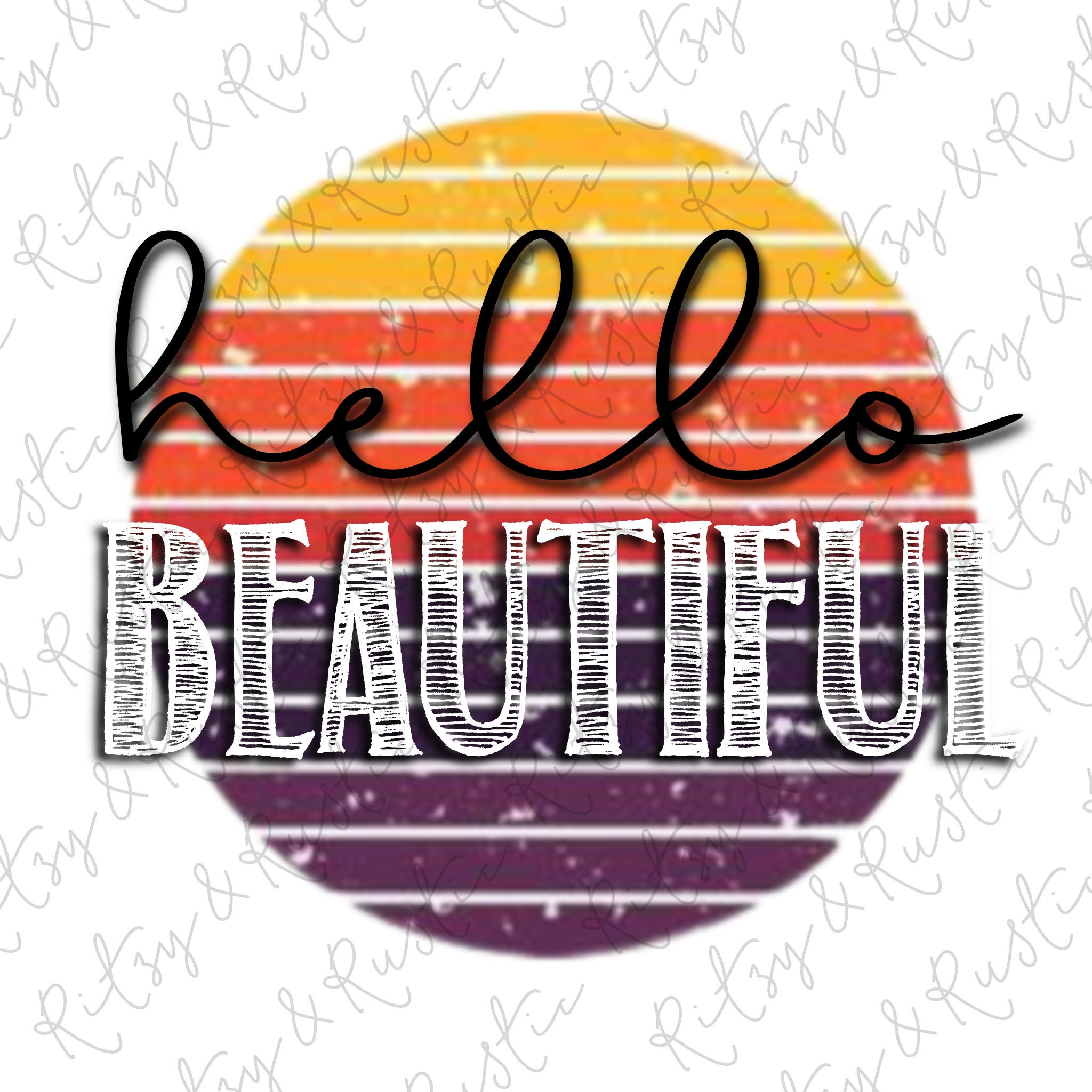 Hello Beautiful - Purple - Sublimation Design Downloads - PNG Print ...