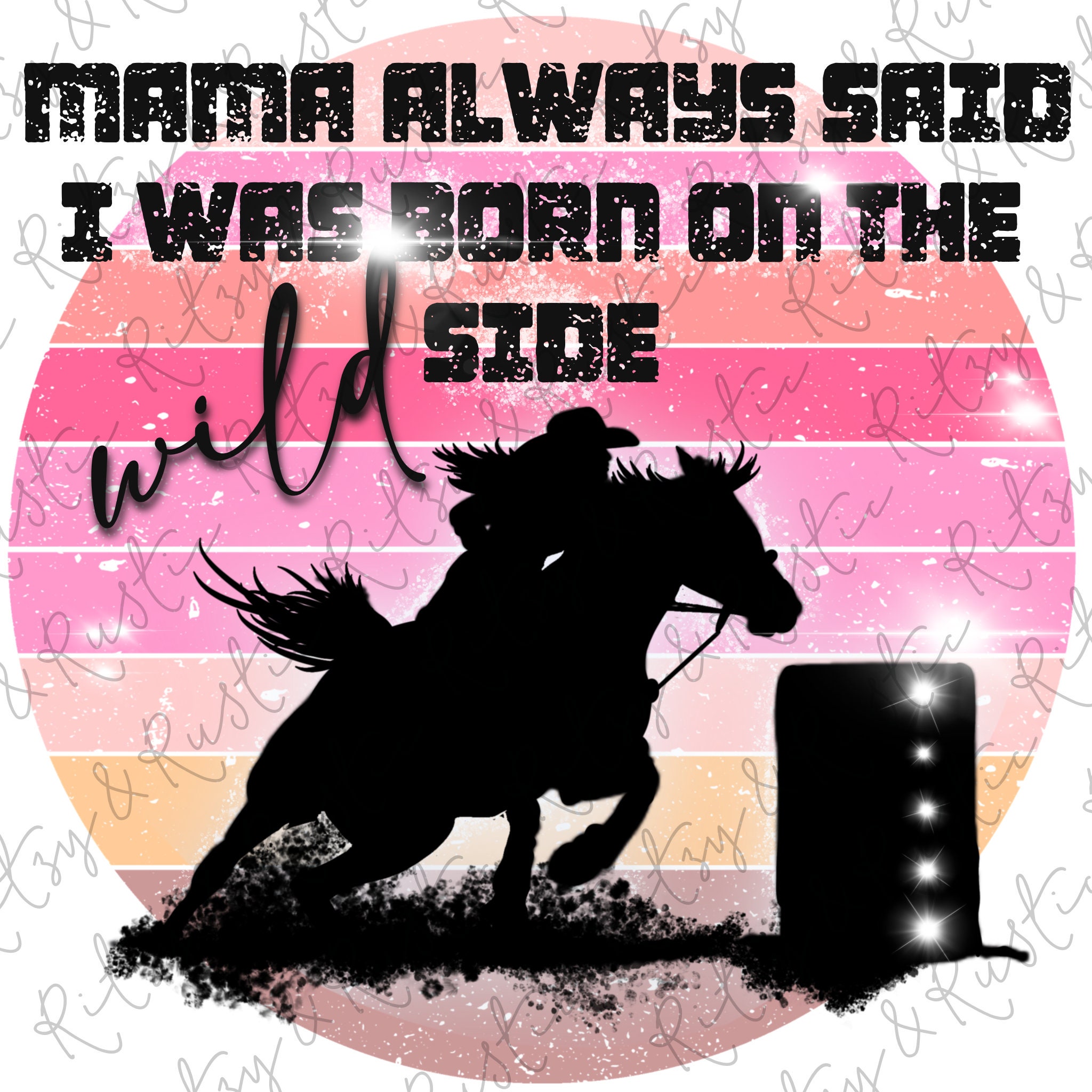 Barrel Racer Sunset Wild Side Sublimation Design Downloads - Etsy