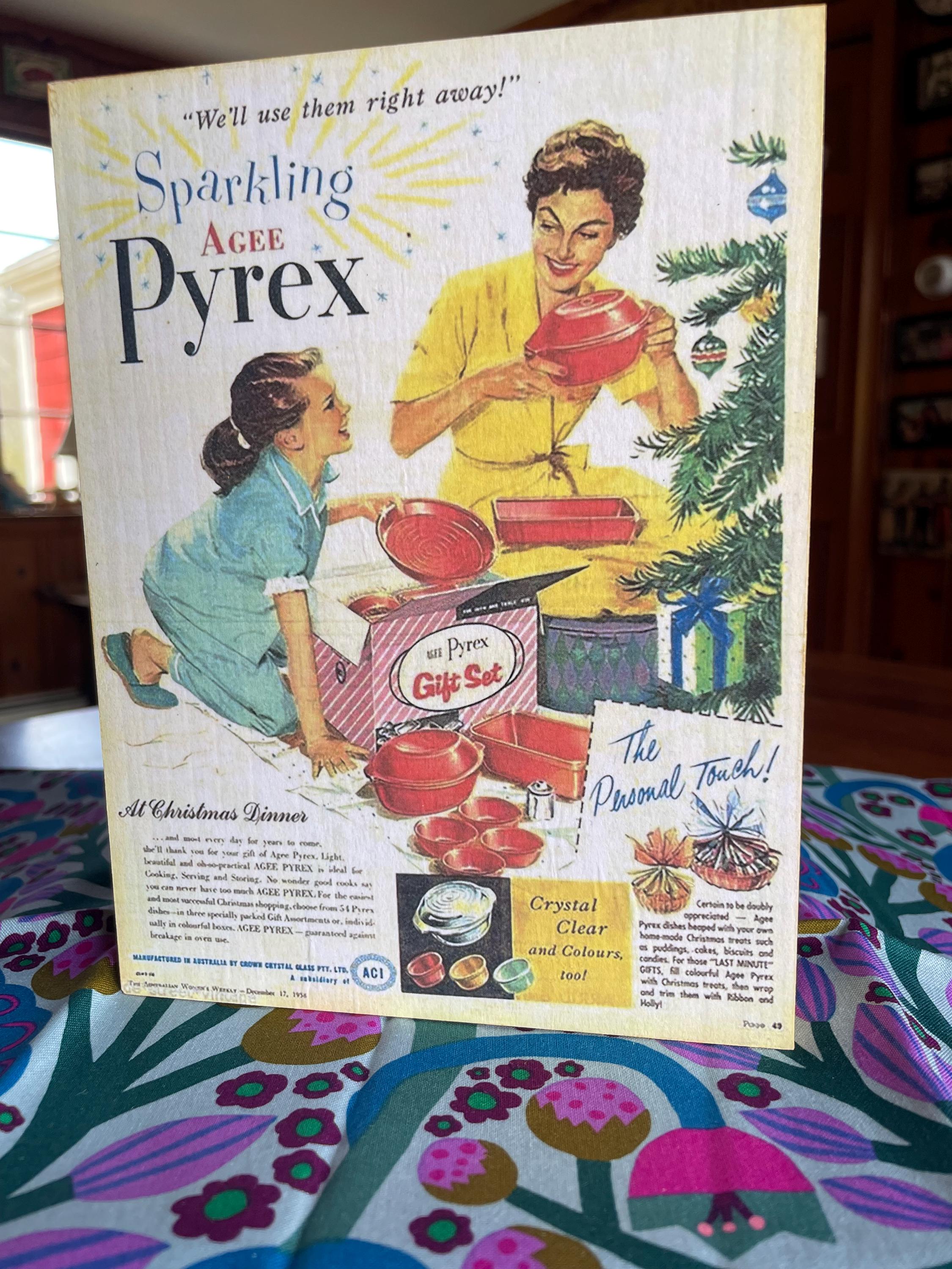 Vintage Christmas Pyrex Ad on Pine Wood, Handmade - Etsy