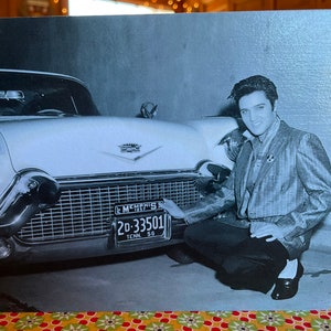 Incredible Image of Elvis Presley and His Car Handmade on Pine Wood - Etsy