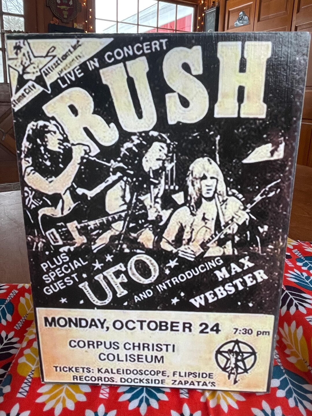 Retro Rush Concert Poster From Corpus Christi Coliseum Handmade on Pine ...