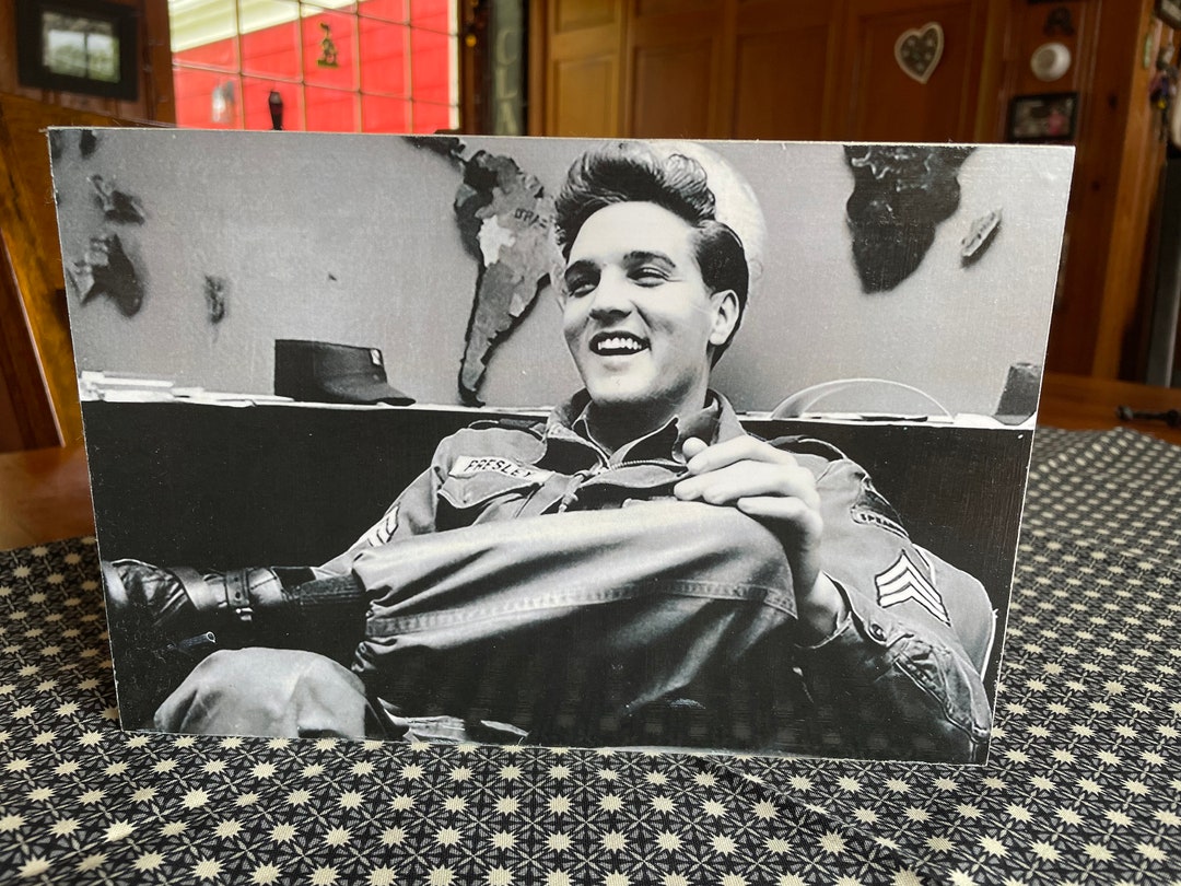 Elvis Presley Vintage Army Picture on Pine Wood - Etsy