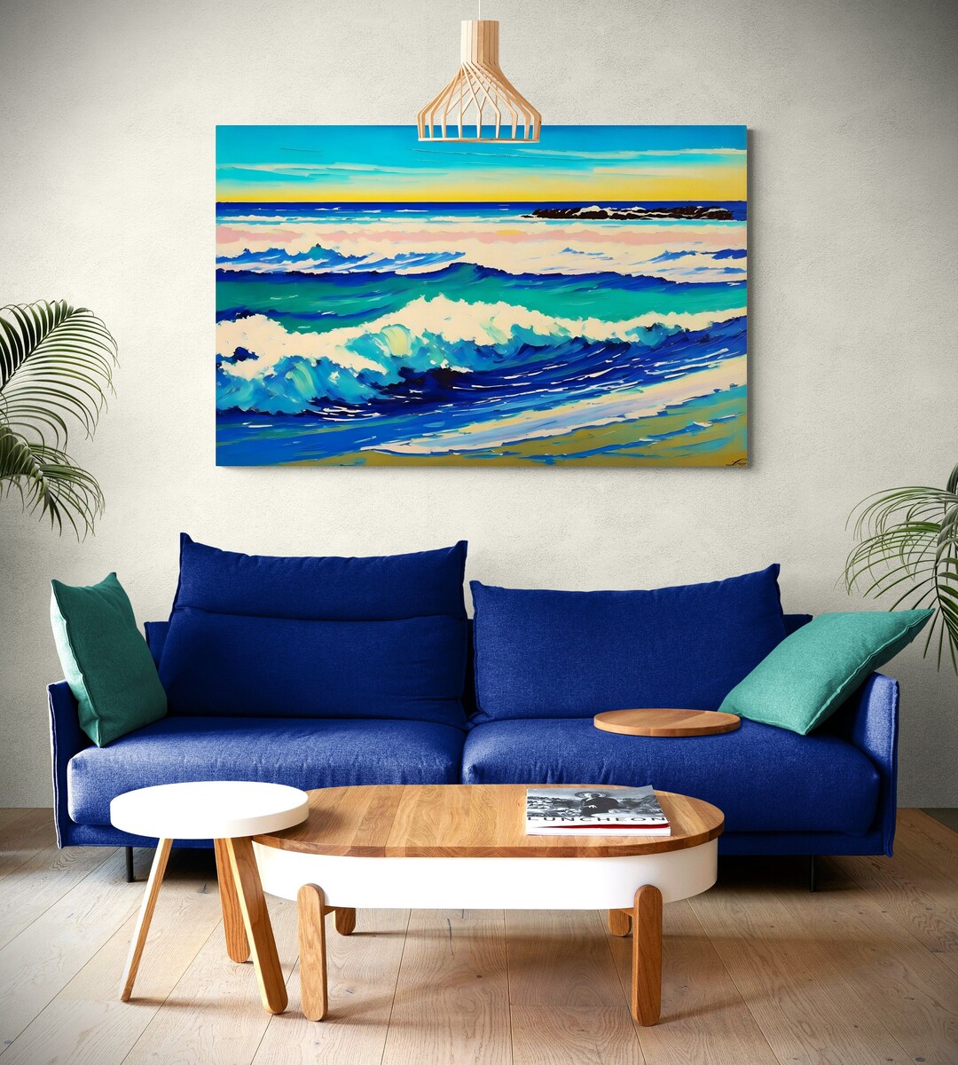 Beautiful Seascape Digital Art Painting JPEG Ocean Waves Wall Decor ...