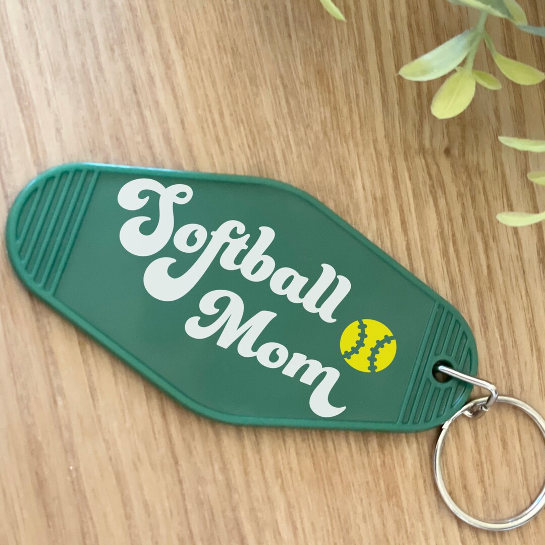 Softball Keychain SVG, Mom Keychain SVG, Retro Motel Keychain SVG ...