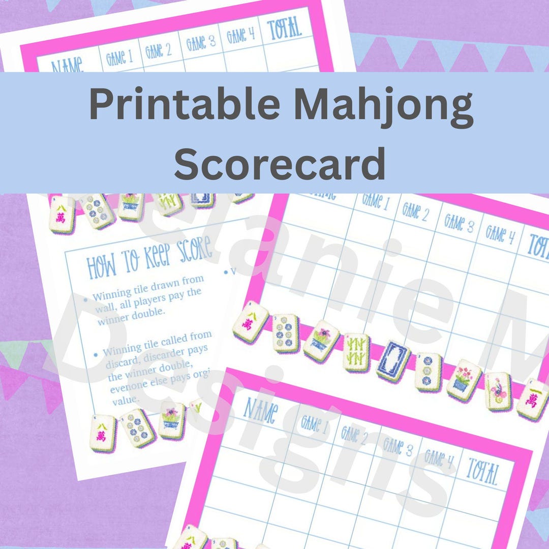 Printable Mahjong Score Sheet With Rules, American Mahjong Score Cards ...