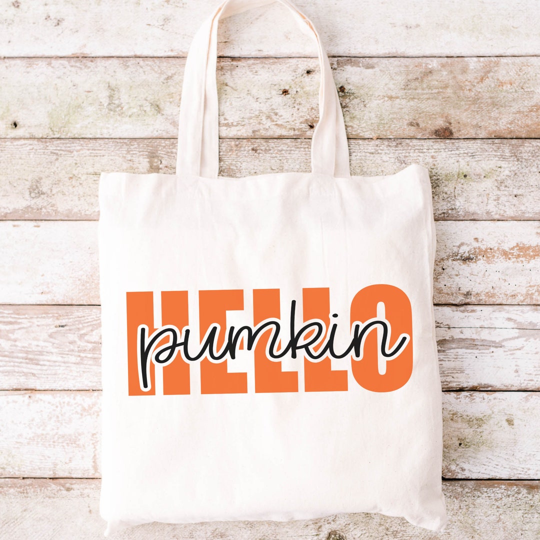 Hello Pumpkin SVG, Aesthetic Tote Bag for Women, Fall Tote Bag, Pumpkin ...