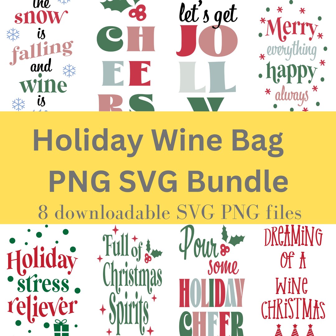 Christmas Wine SVG Bundle, Wine Bag SVG Christmas, Wine Bag SVG Bundle ...