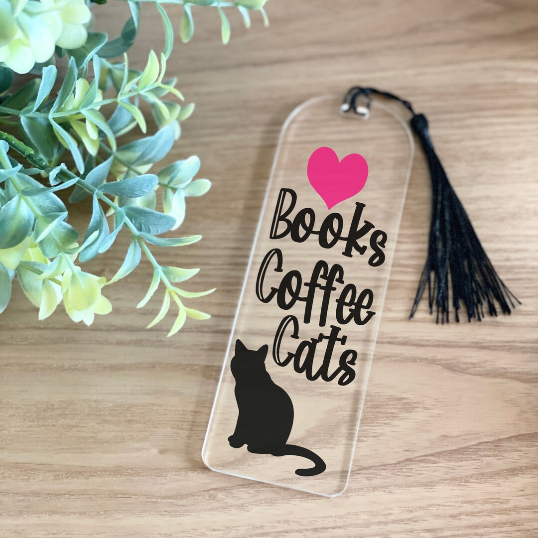 Cat Bookmarks SVG, Cats Coffee Books, Bookmark SVG Cut File, SVG ...