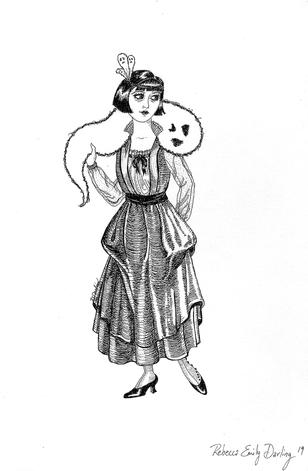 Every Girl's Got a Few - Ghost Art - 1920s Flapper Dress - Ink ...