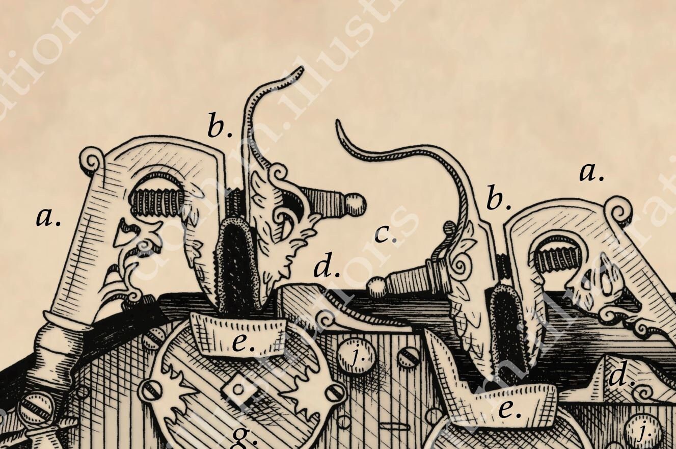 Diagram of a Double-barreled Wheellock Mechanism. digital Download Ink ...