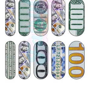 PAPER Chaser-colorful Money Nail Decals 40mm-fits 1XL-2XL Nail Tips - Etsy