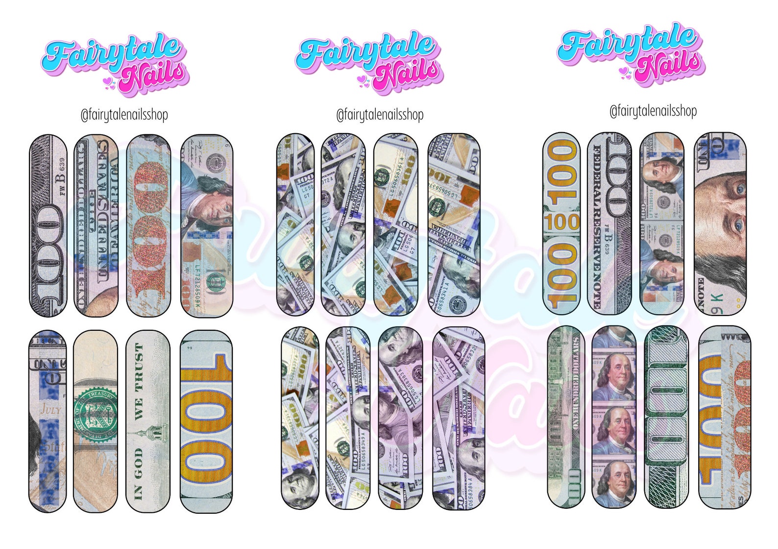 PAPER Chaser-money Waterslide Nail Decals-nail Wraps-press on Nails - Etsy
