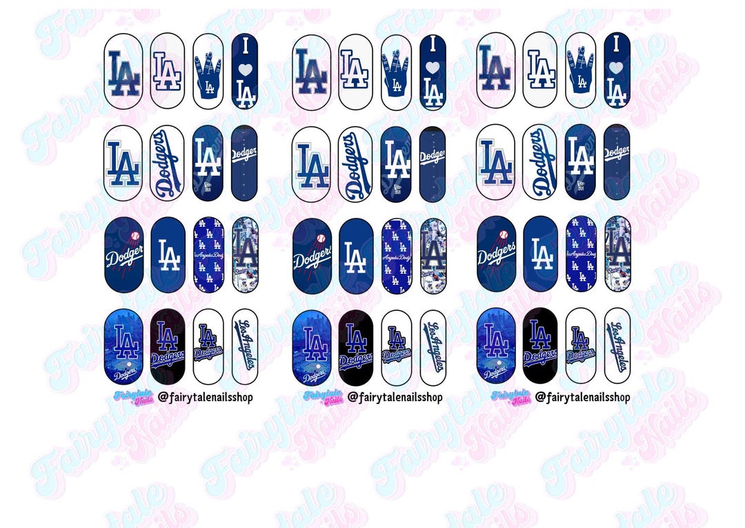 LA Dodgers Los Angeles Logo -waterslide Nail Decals 30MM Standard ...