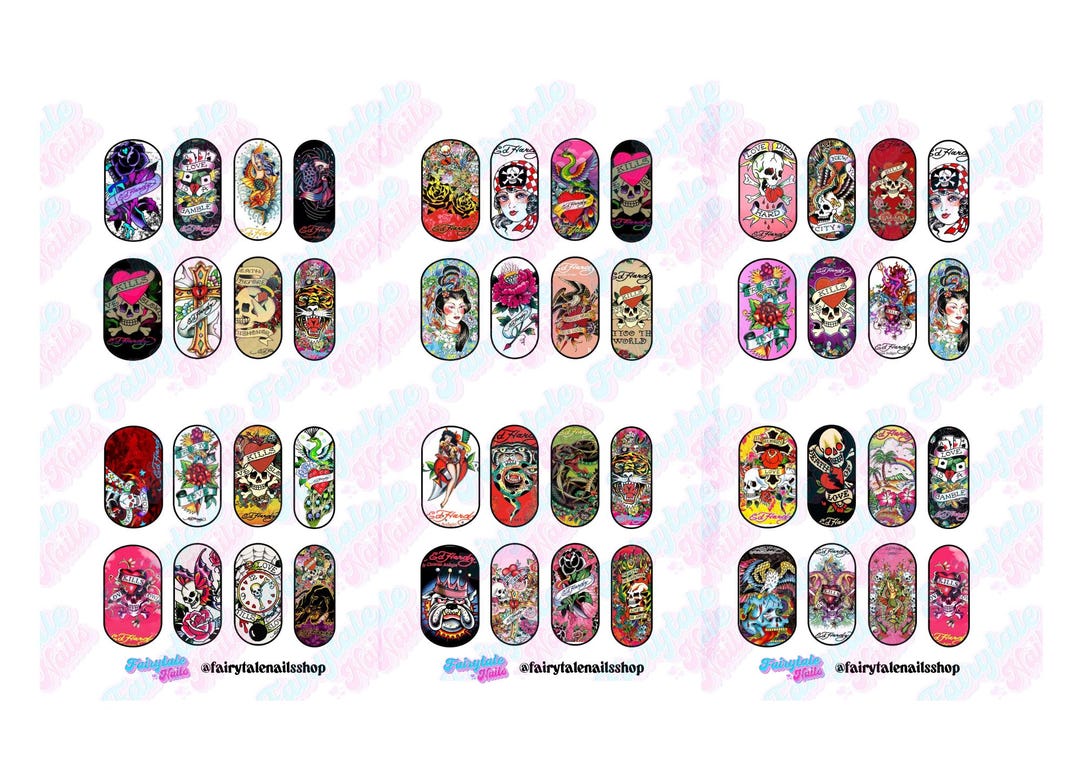 Ed Hardy - 40MM (medium-long Nails) Standard Waterslide Nail Decals - Etsy
