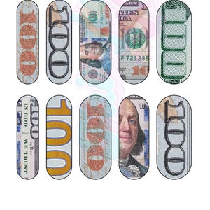 PAPER Chaser-colorful Money Nail Decals 40mm-fits 1XL-2XL Nail Tips - Etsy