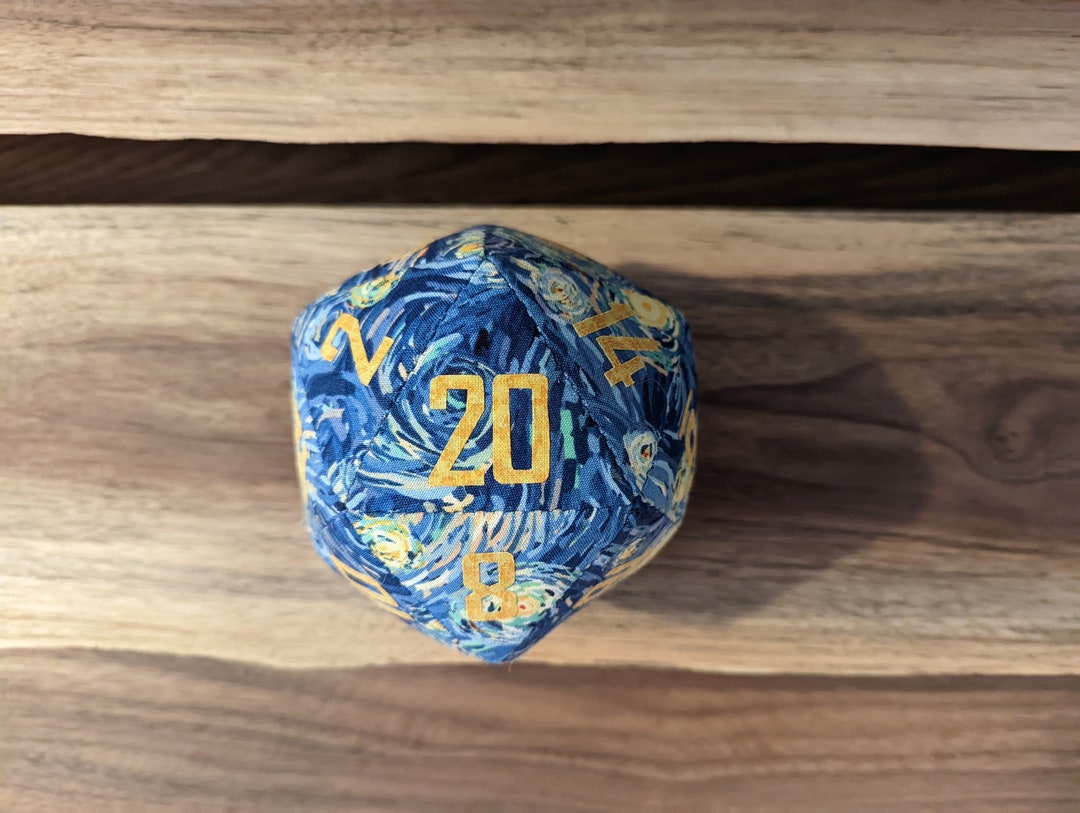 D20 / Starry Night Pattern / 5" Oversized Fabric Dnd Polyhedral Die - Etsy