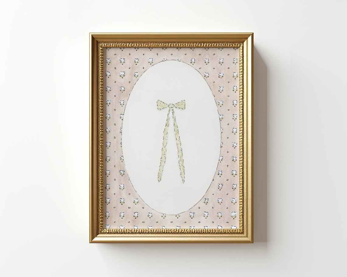 Printable Pink Bow Wall Art, Watercolor Bow, Nursery Wall Art, Pink Bow ...