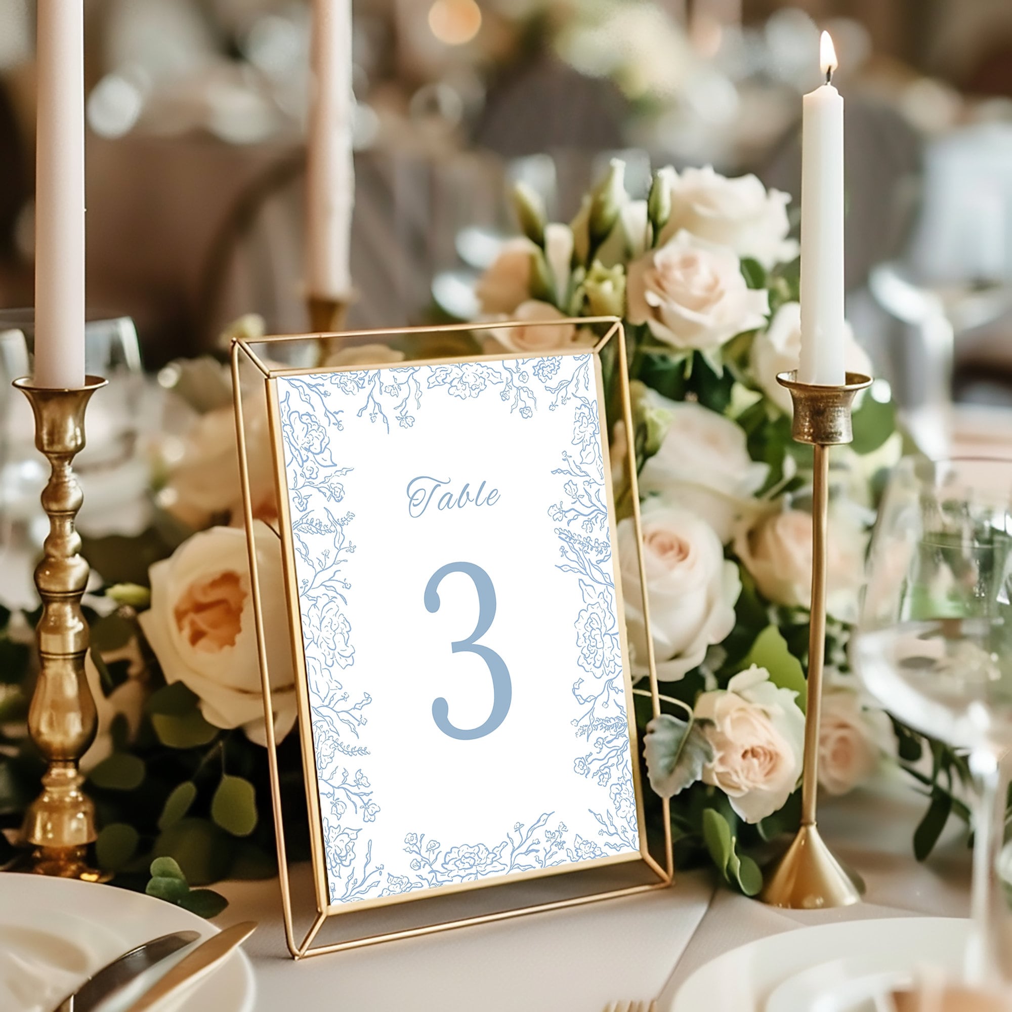 Light Blue Floral Wedding Table Numbers, Printable Table Numbers ...